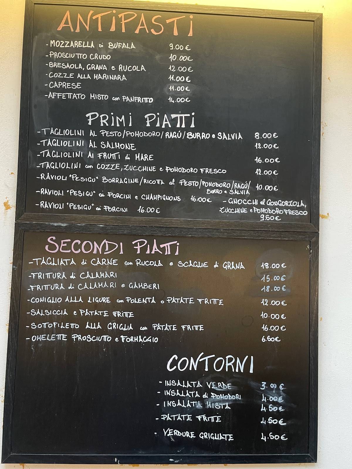 Menu au Mari & Monti Pizzeria Restaurant, Apricale