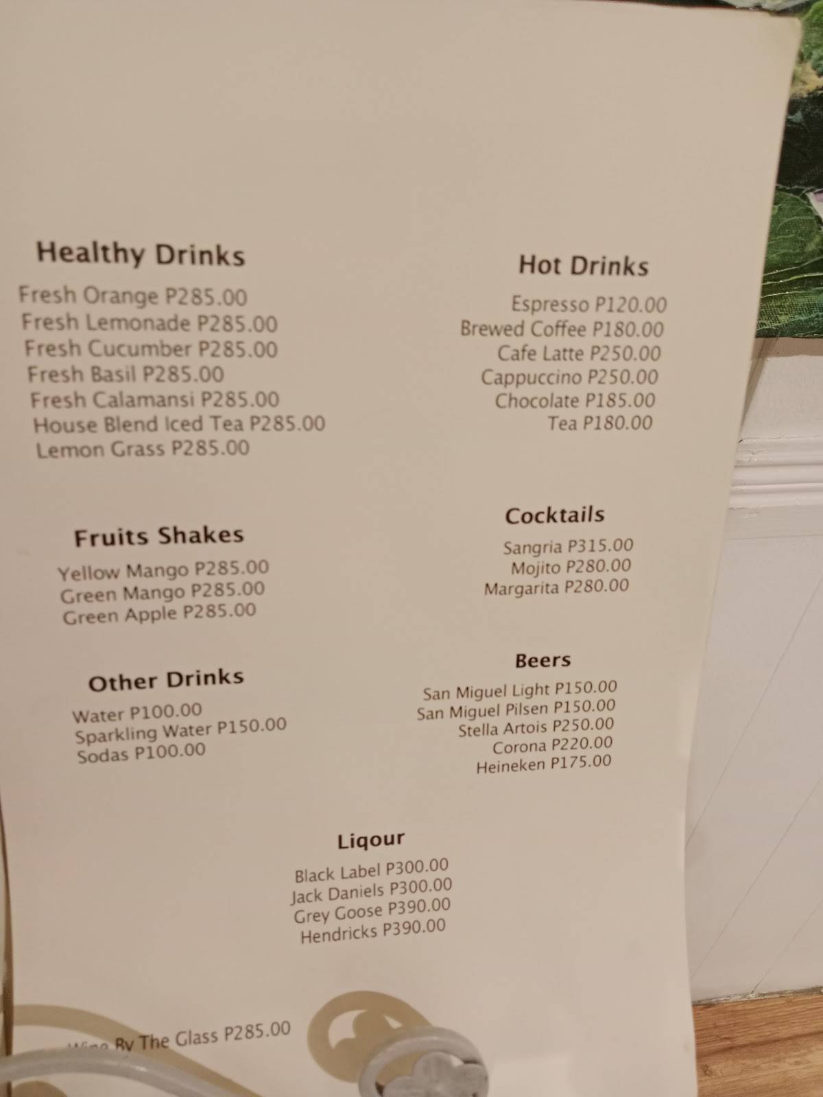 Carta de Maria Luisa's Garden Cafe, Makati, 237 Recoletos Street