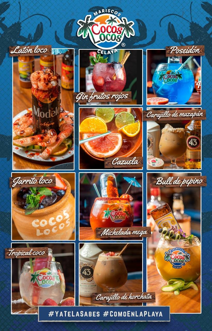 Carta del restaurante Mariscos Cocos Locos, Celaya