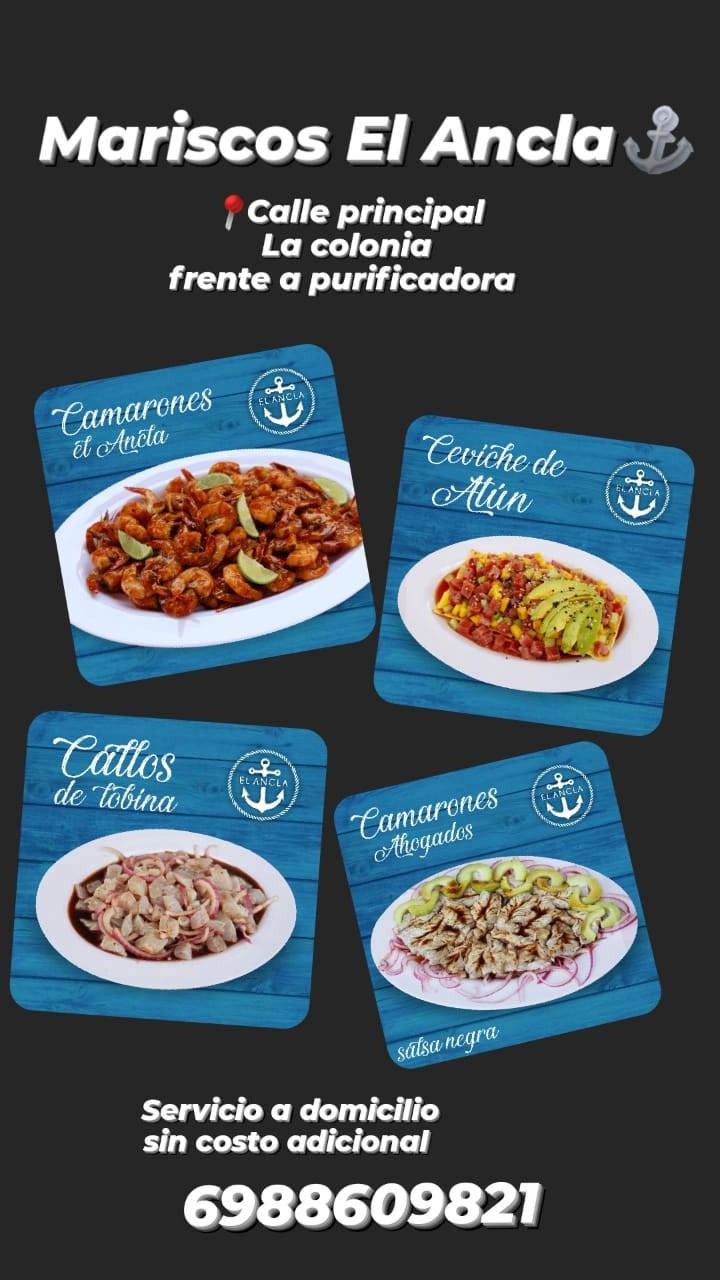 Carta del restaurante Mariscos El Ancla, El Carrizo