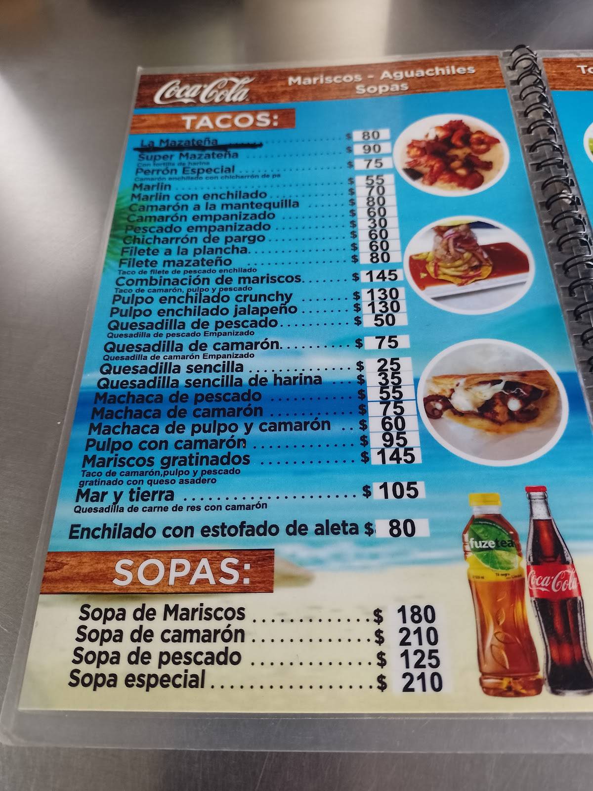 Menu at Mariscos El Mazateño Tijuana restaurant, Tijuana, Blvd ...