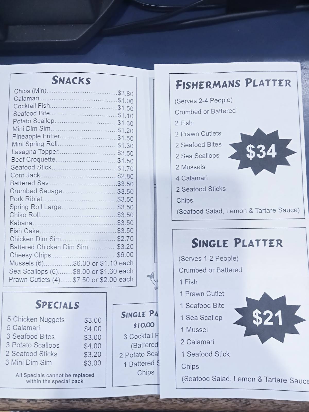 Menu at Marsden Fish n Chips fast food, Marsden