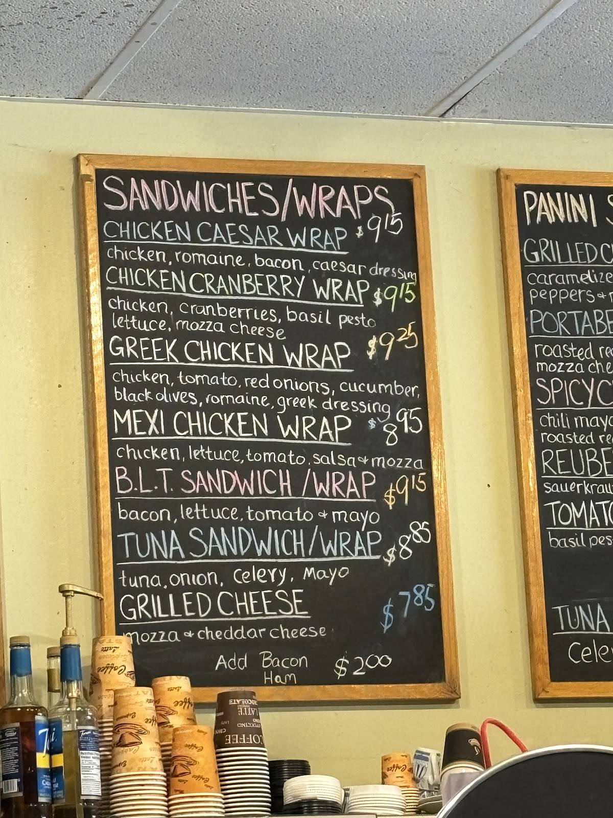 Menu at Marty's Coffee Bistro cafe, Barrie