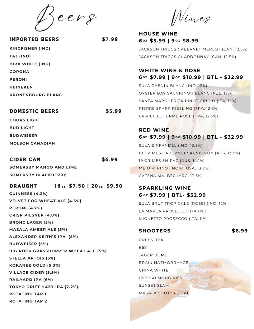 Menu at Masala Lounge & Grill Authentic Indian Food Restaurant in ...