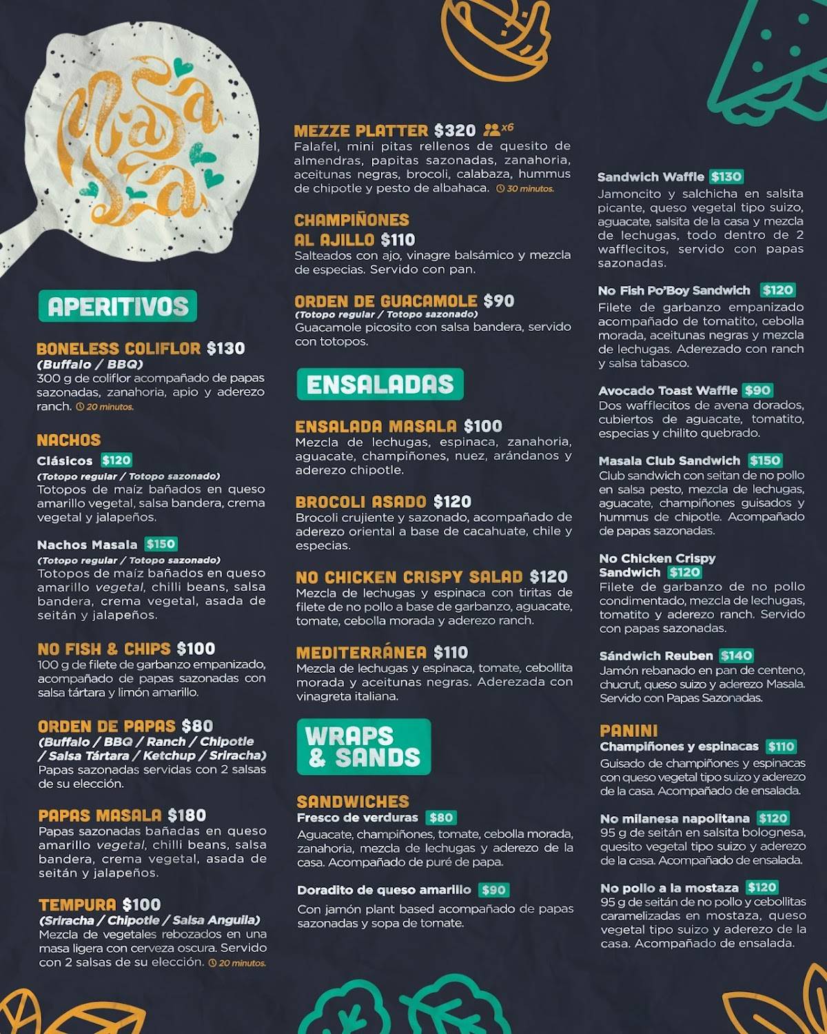 Carta de Masala - Spiced Vegan Cafe, Mexicali