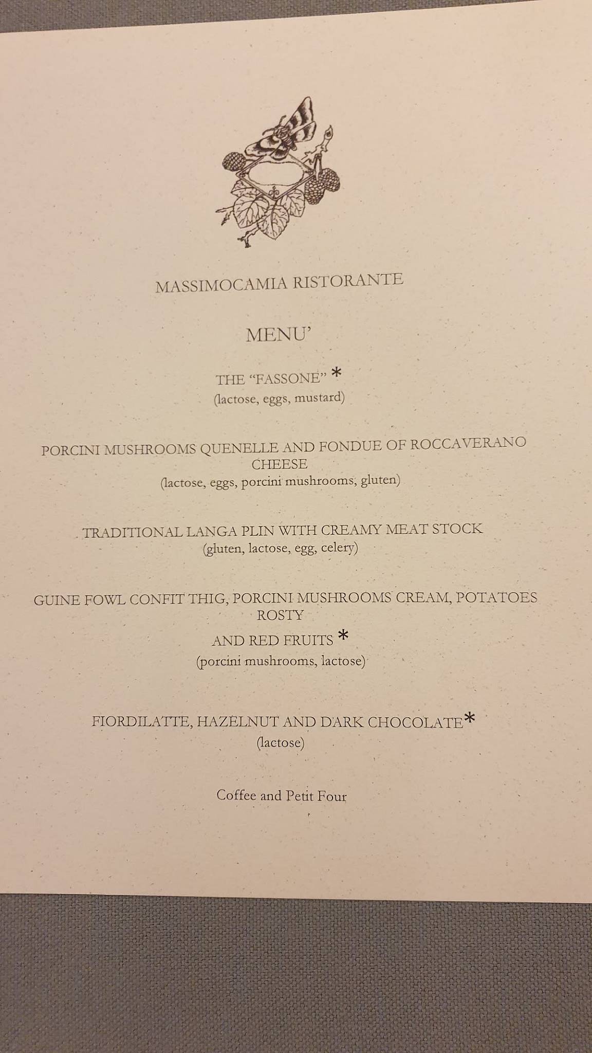 Menu at Massimo Camia restaurant, Barolo, Strada Provinciale Alba ...