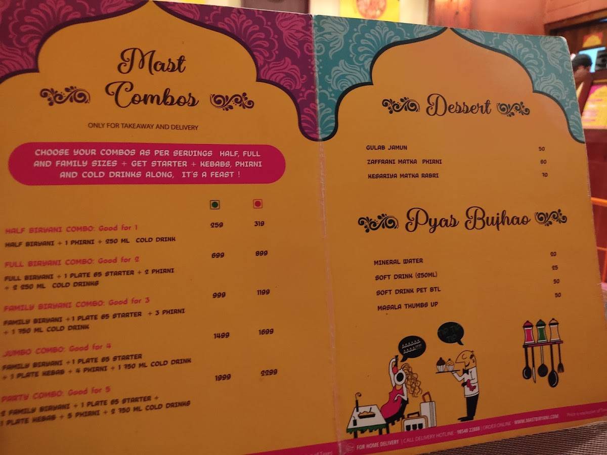 Menu at Mast Biryani, Bhatemora Gaon
