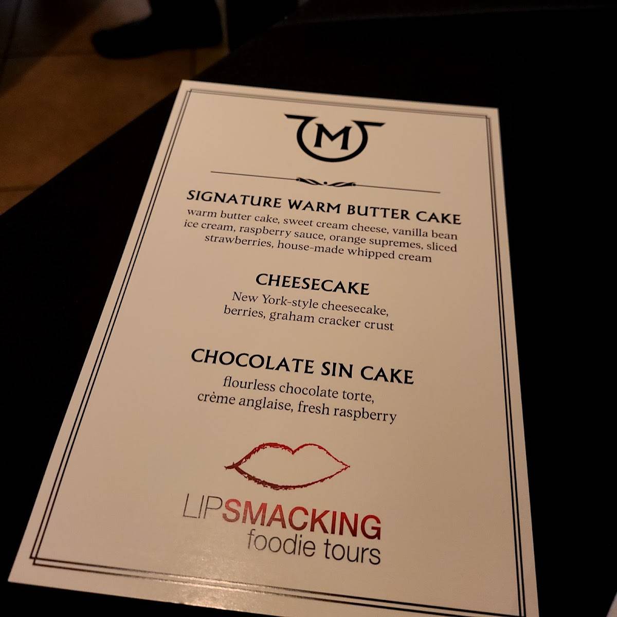 Menu at Mastro's Ocean Club, Las Vegas