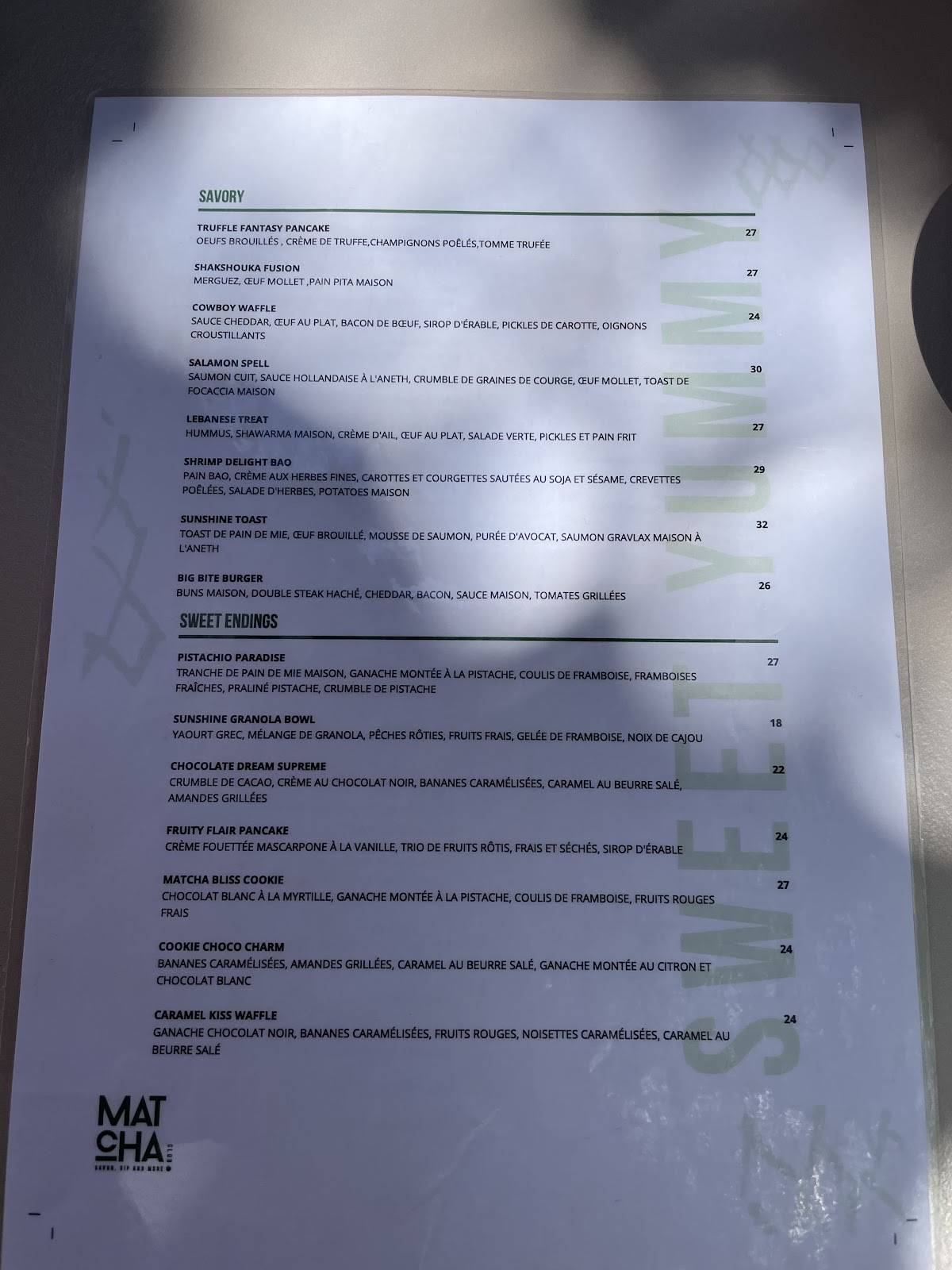 Menu au Matcha Club, Site archéologique de Carthage