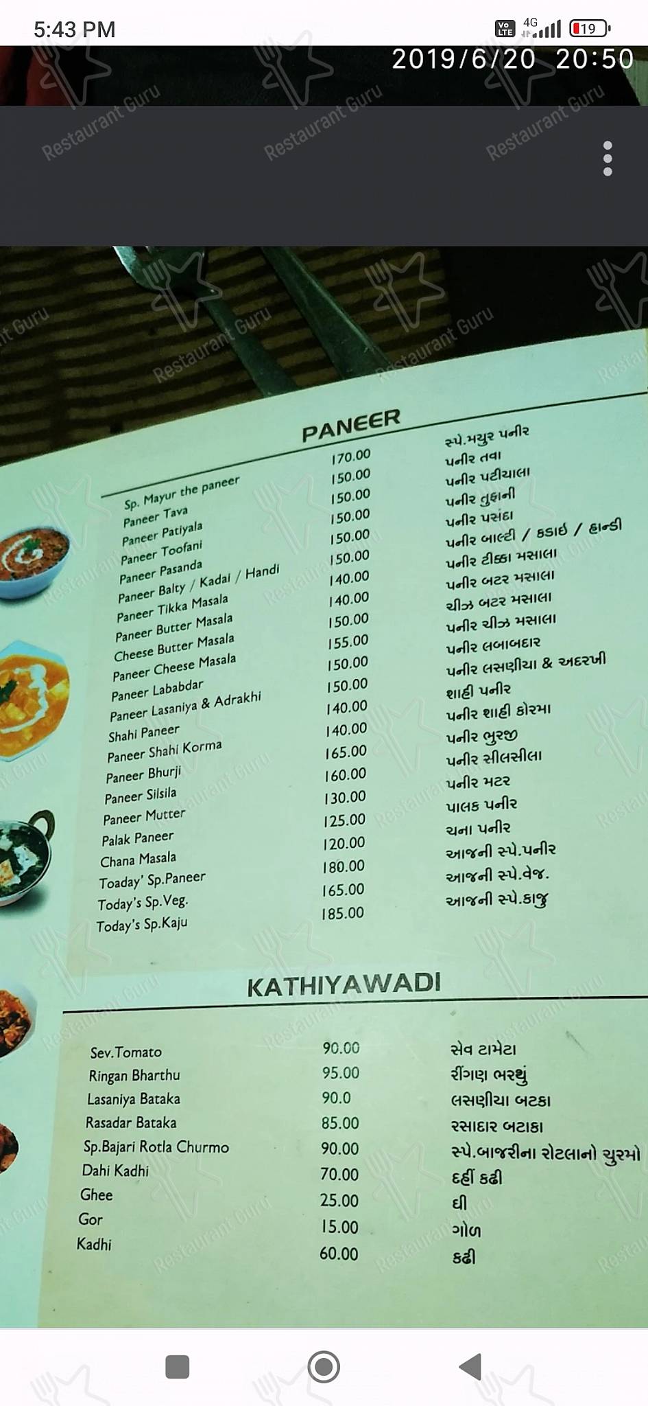 Menu at Mayur The Restaurant, Himmatnagar