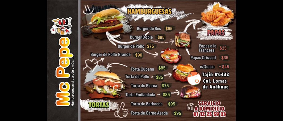 Menu at Mc Pepe Burguers restaurant, San Nicolás de los Garza