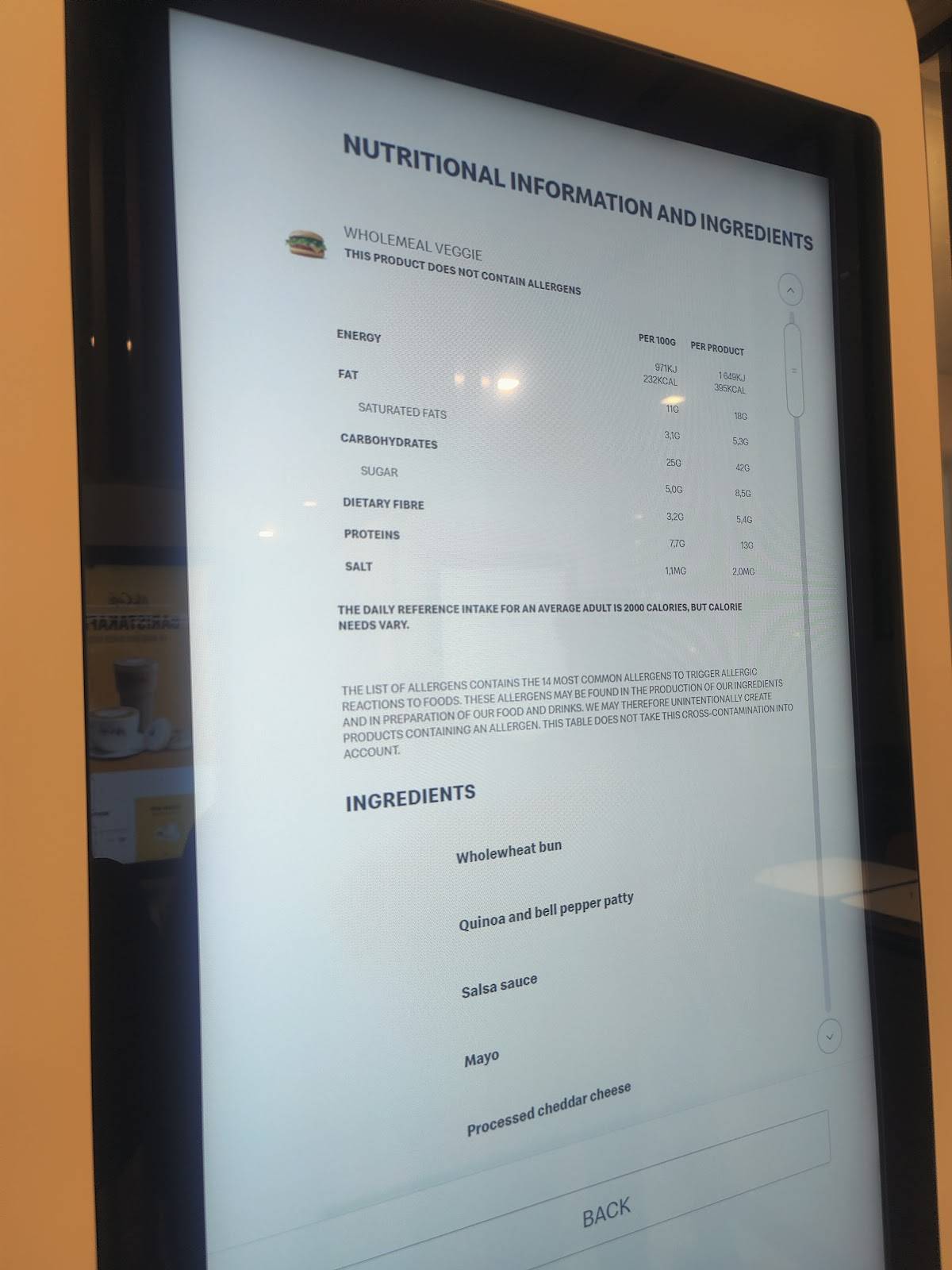Carta del restaurante McDonald's, Aarup