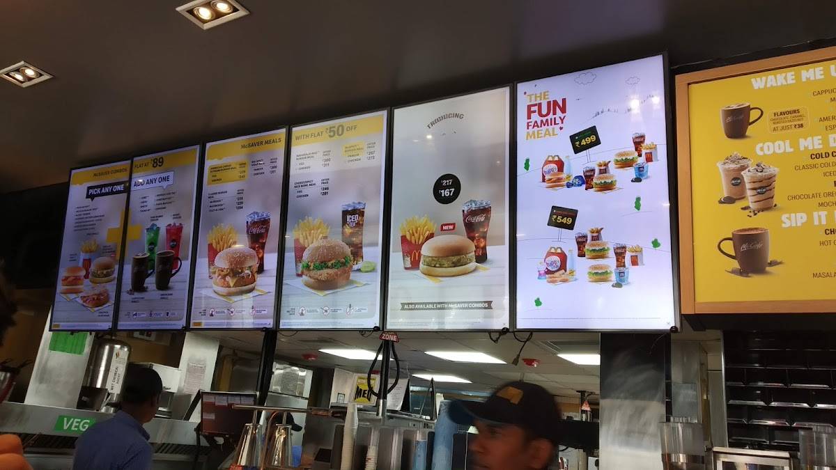 Menu at McDonald's, Lonavala