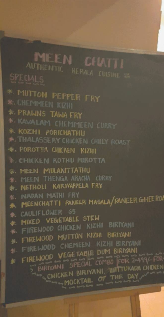 Menu at Meen Chatti(Authentic Kerala Cuisine), Bengaluru