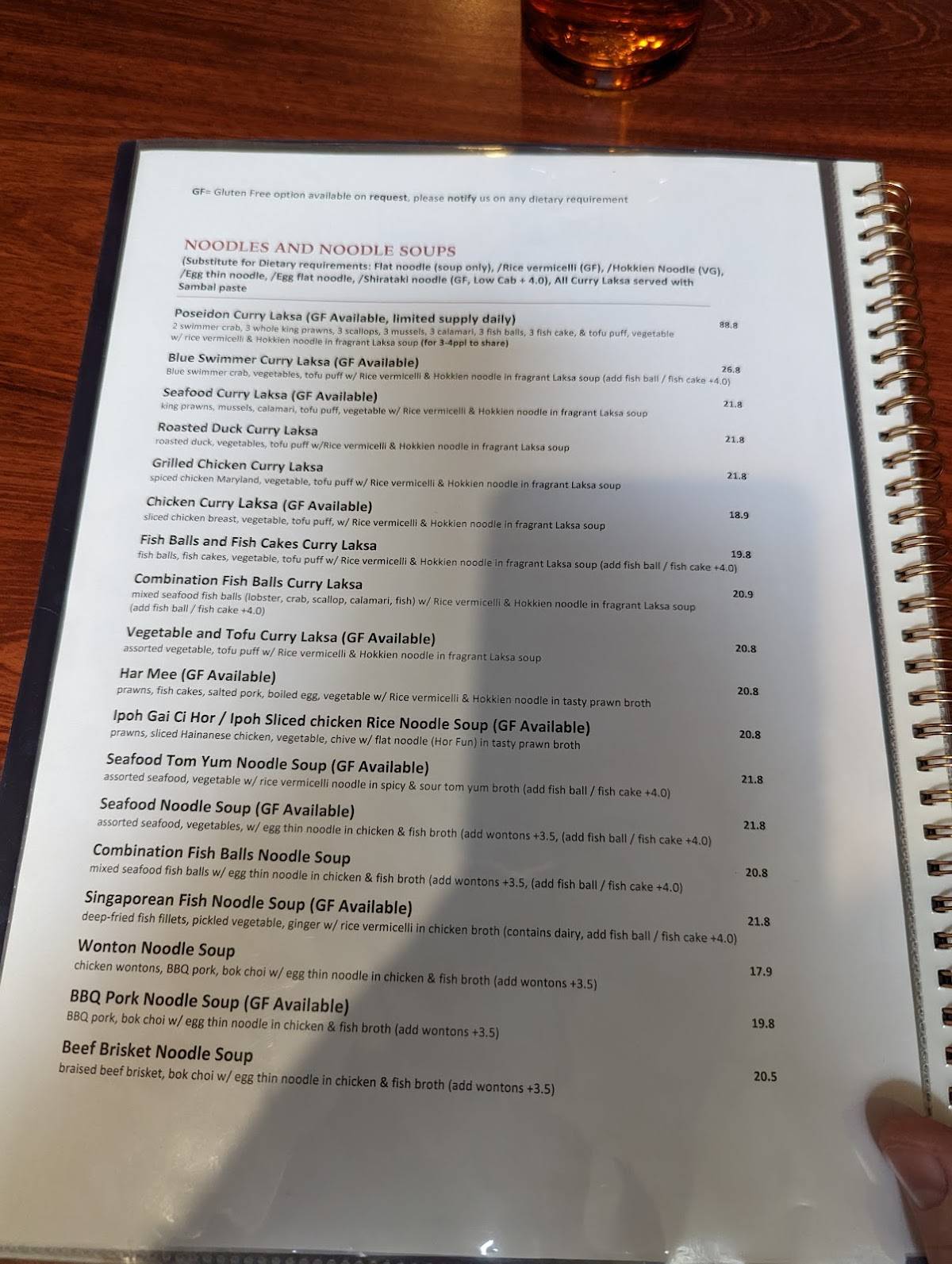 Menu at Mai Jia restaurant, South Yarra