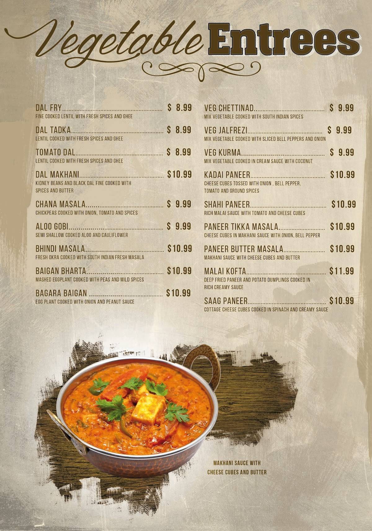 Menu at Kongunad Indian Village Cuisine restaurant, Memphis