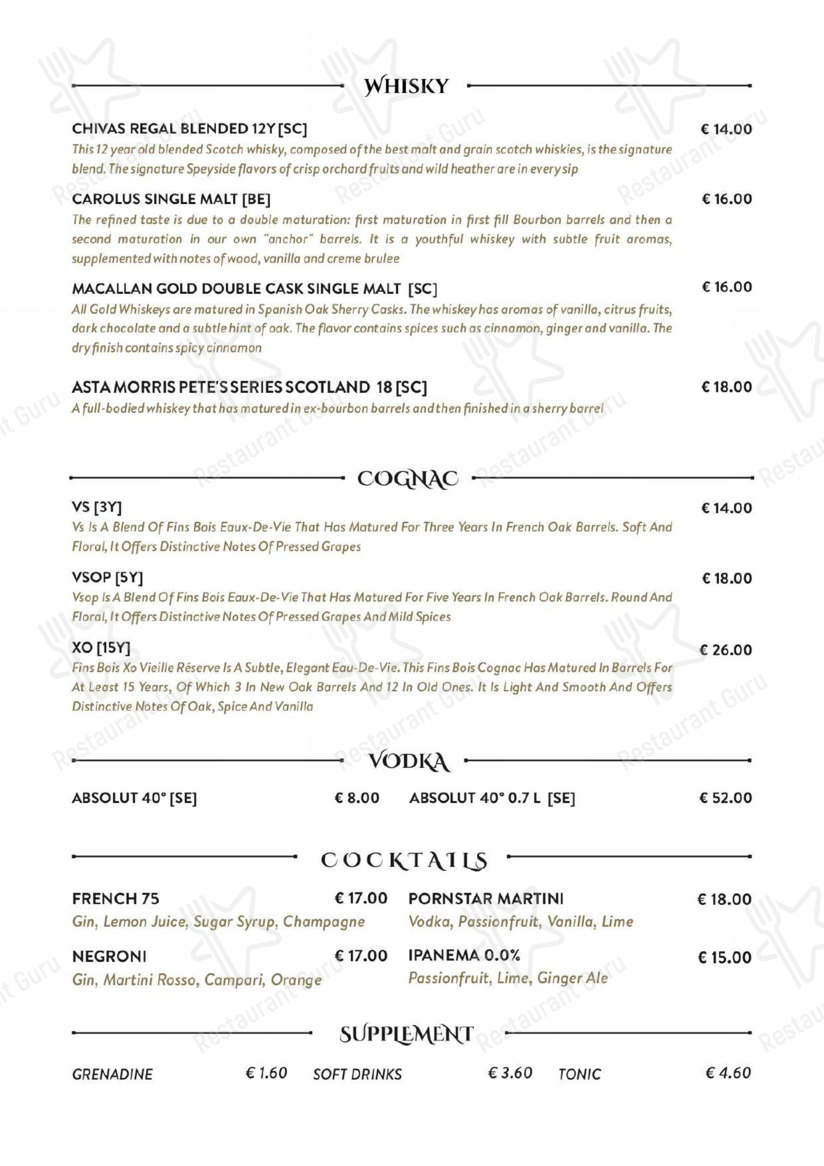 Speisekarte von Mersea Restaurant, Ostende