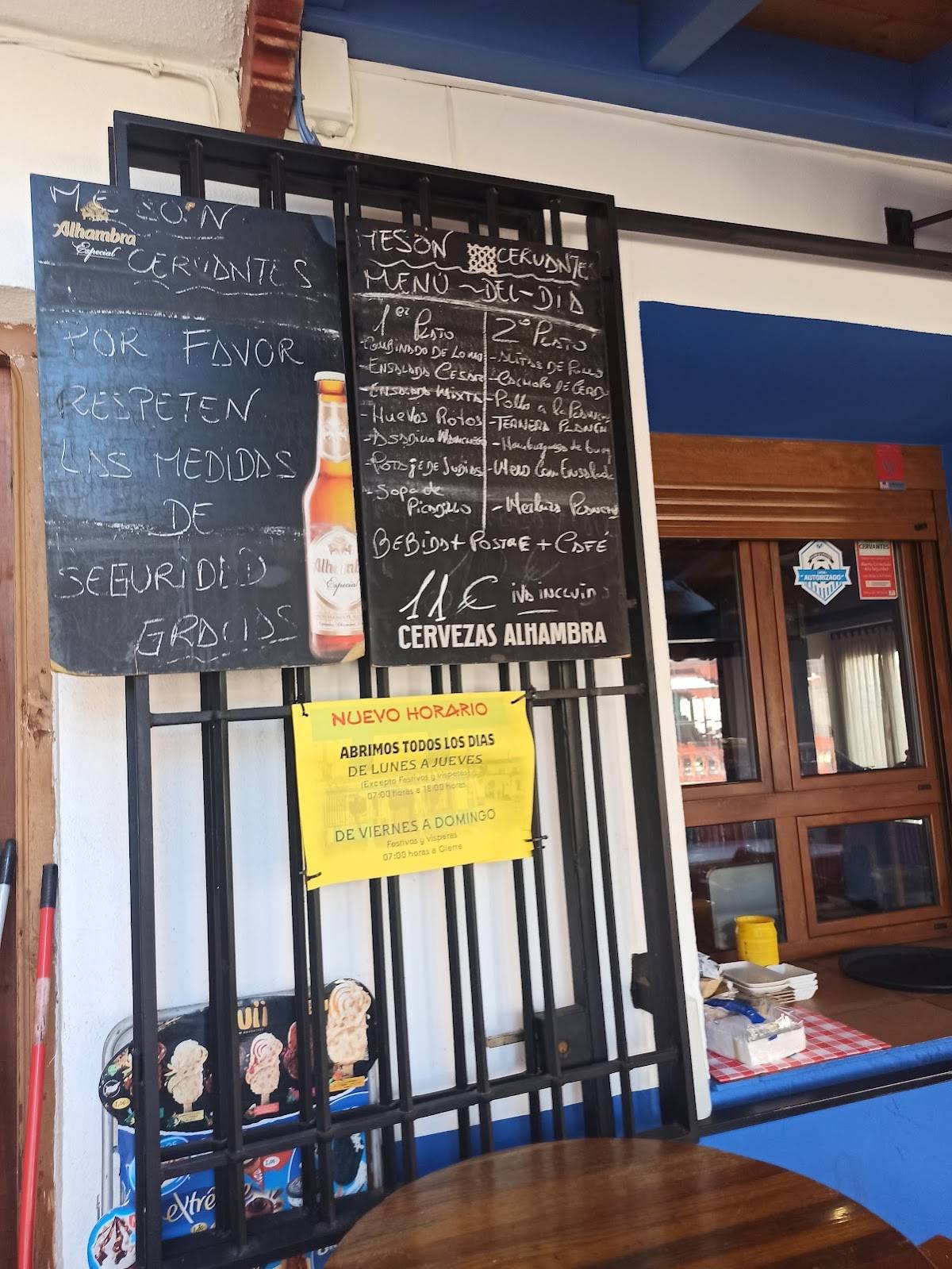Menu at Mesón Cervantes pub & bar, Puerto Lápice