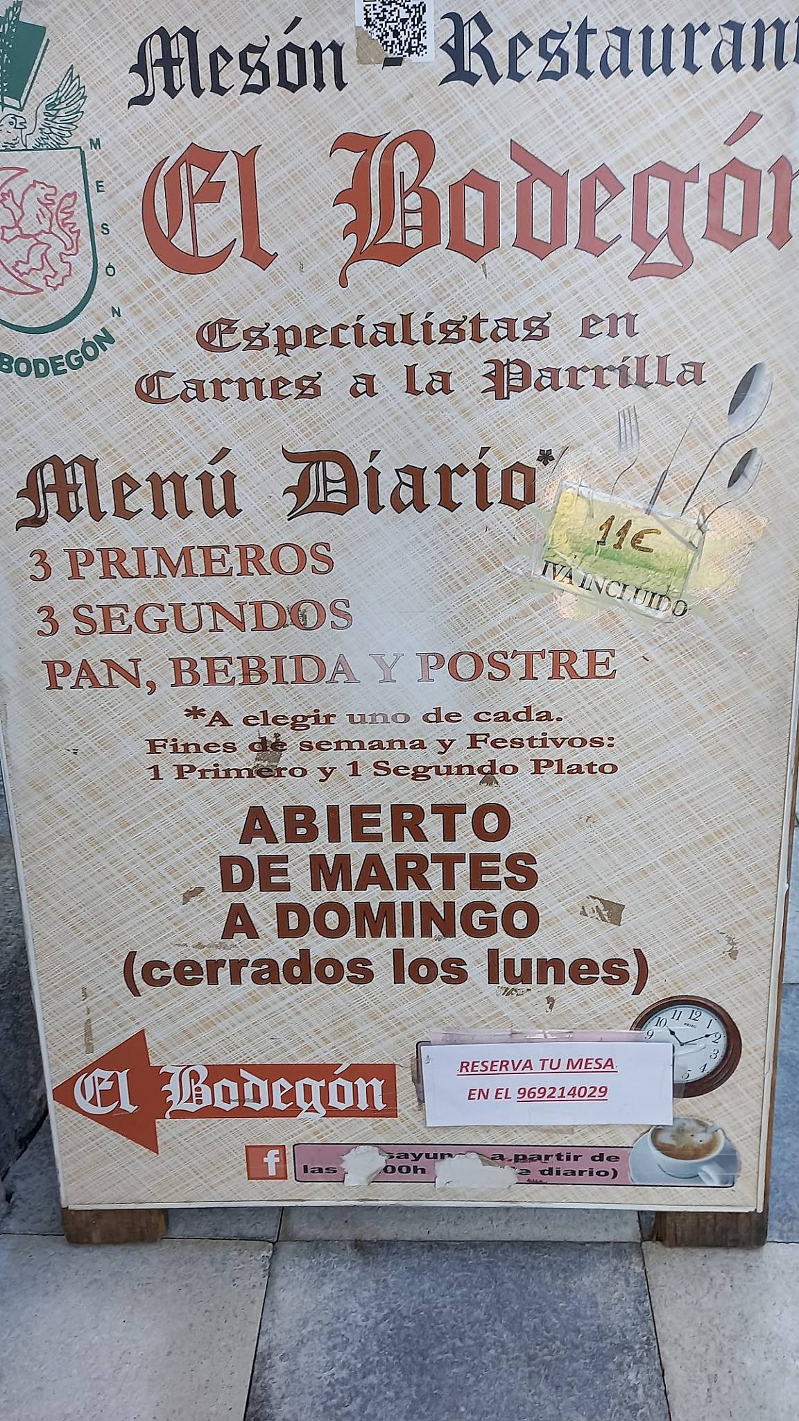 Carta de Restaurante El Bodegón, Cuenca