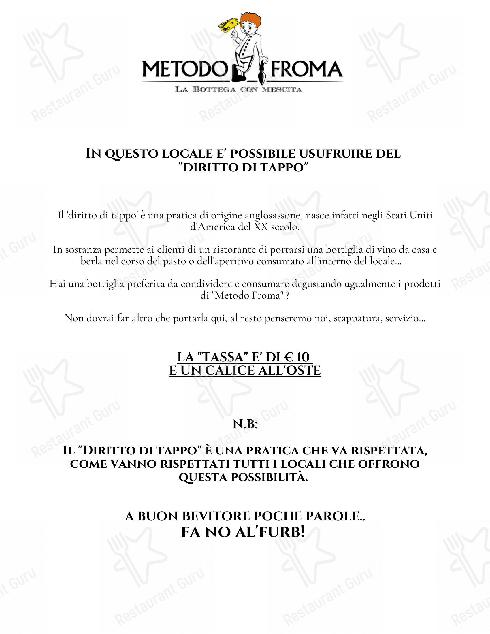Menu da Metodo Froma Bottega con mescita pub & bar, Vigevano