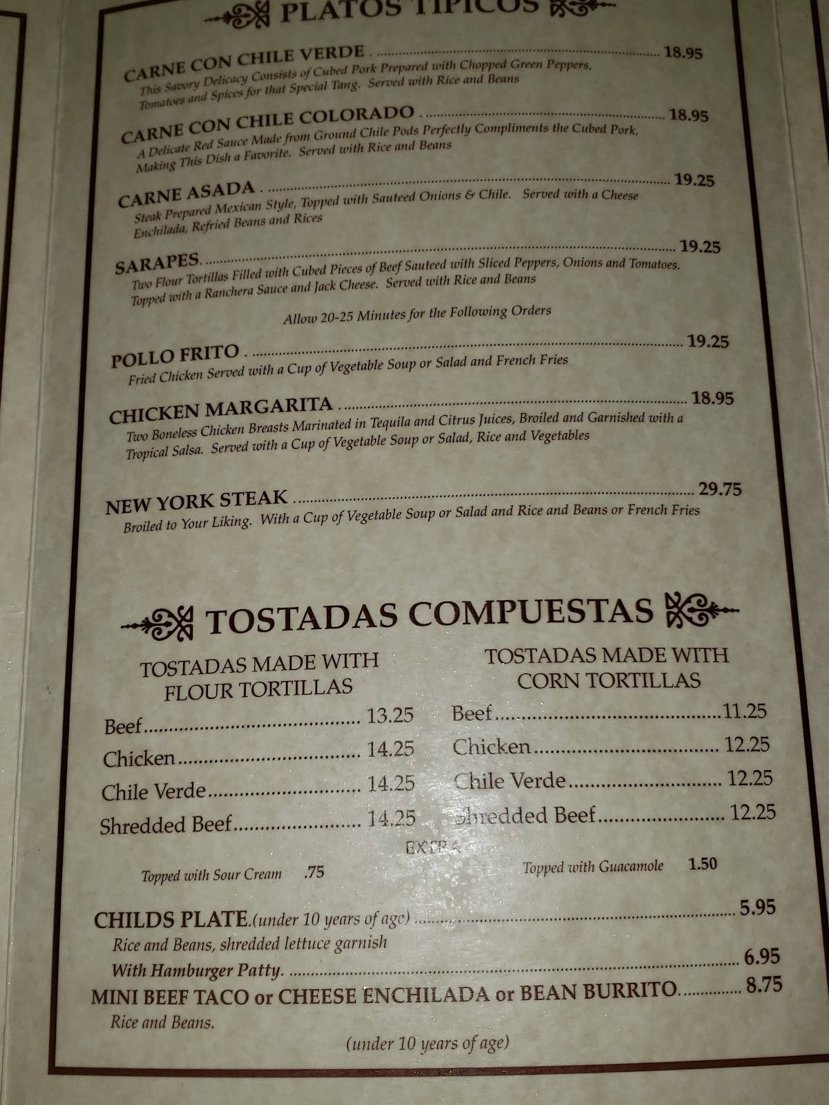 Menu at Mexicali Restaurants, Bakersfield, 631 18th St