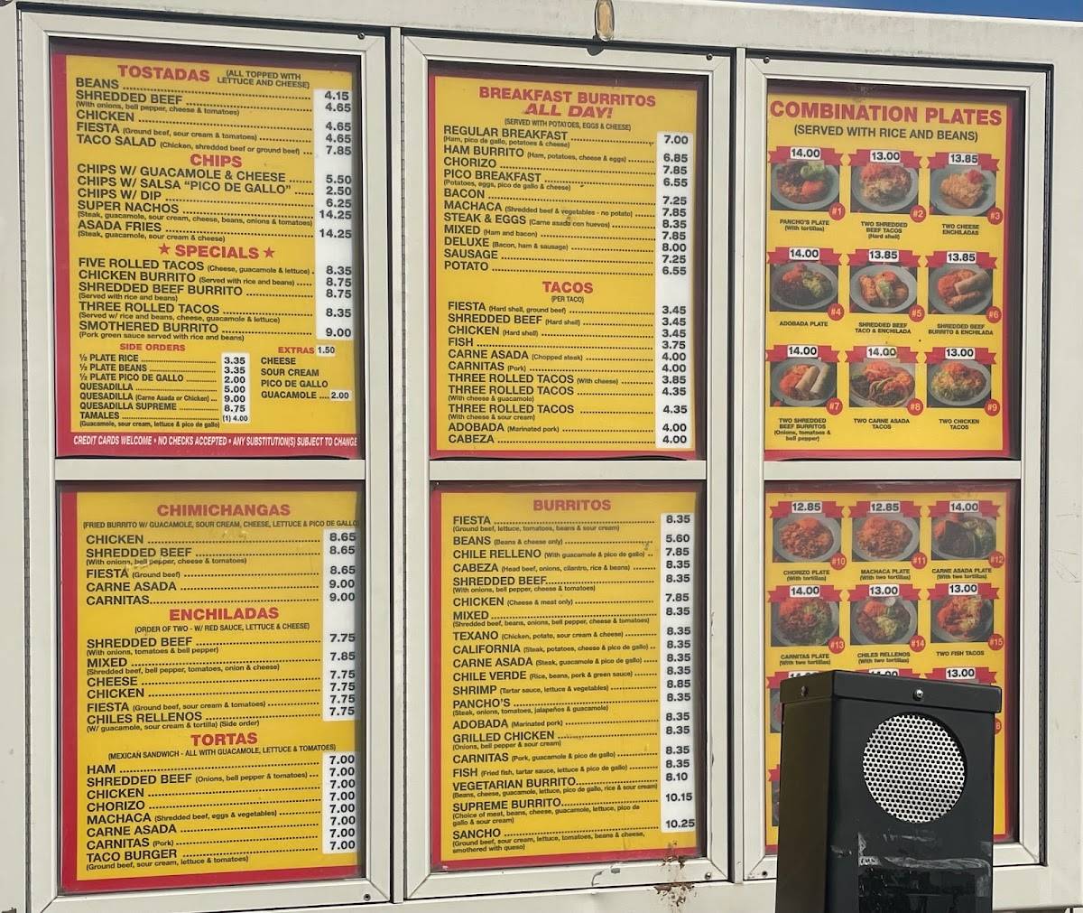 Menu at Mexican Taco Shop restaurant, Topeka, SW 10th Ave