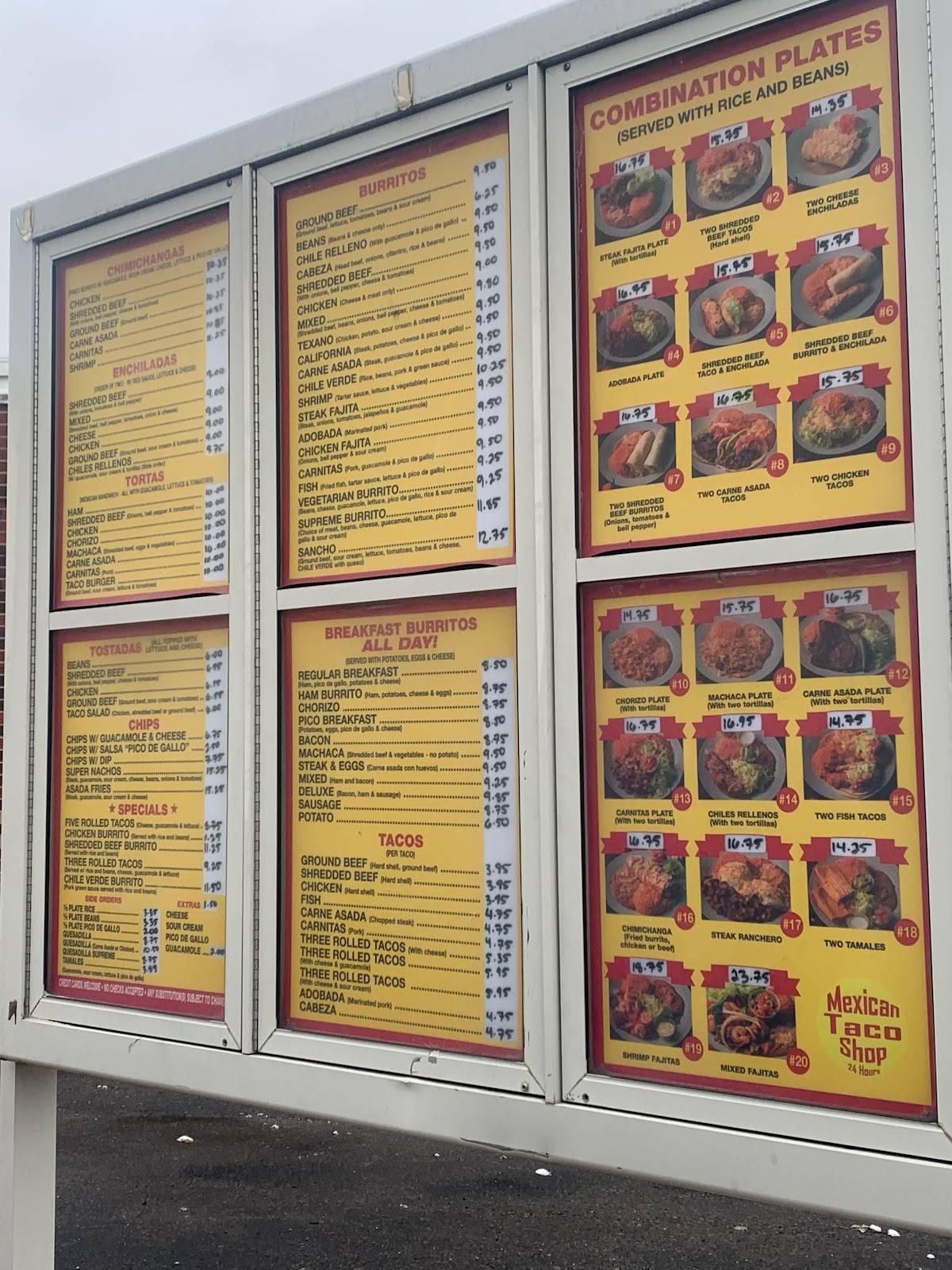 Menu at Mexican Taco Shop restaurant, Topeka, SW 10th Ave