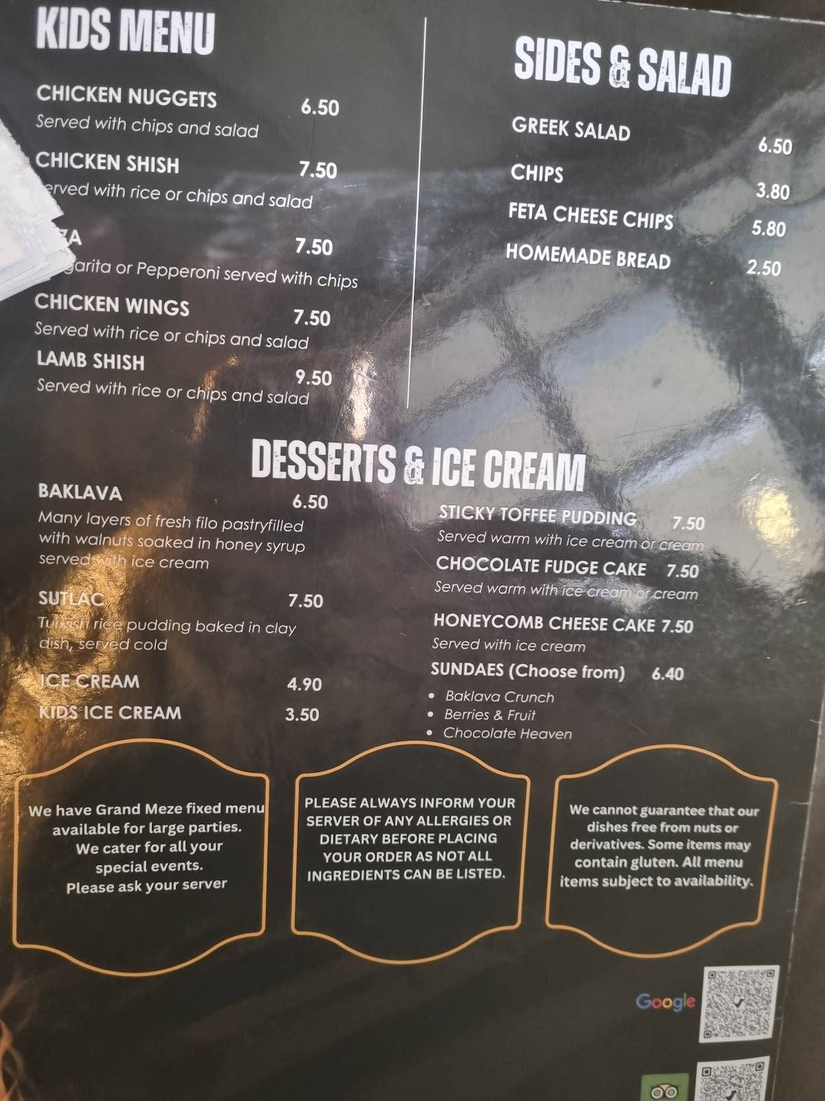 Menu at Mezze @ The Farmers Arms restaurant, Saint Brides Major, Wick Rd