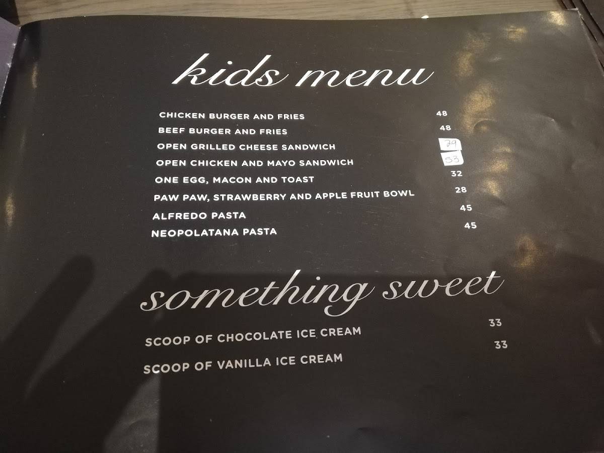 Menu at MiHa Melrose Arch restaurant, Johannesburg