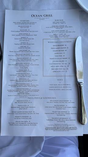 Menu at Ocean Grill at The Setai restaurant, Miami Beach