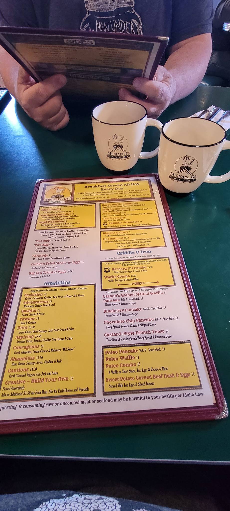 Menu at Michael D's Eatery restaurant, Coeur d'Alene