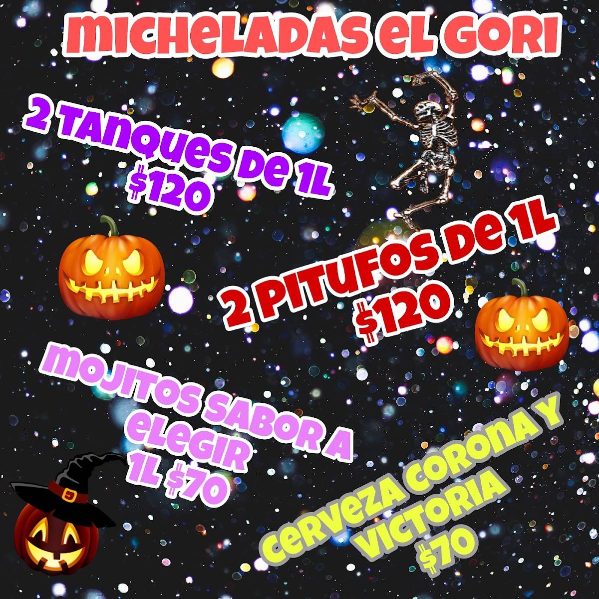 Menu at Micheladas el gori restaurant, Mexico City