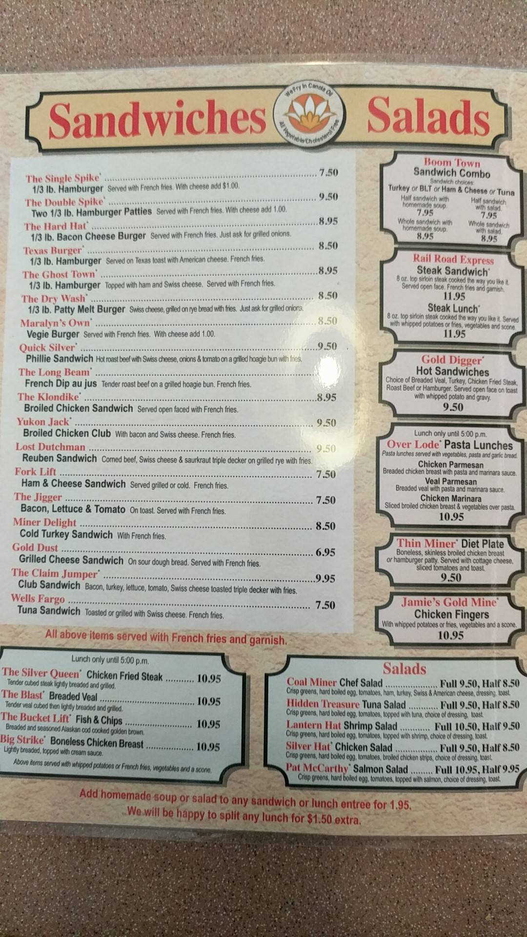 Menu at Midvale Mining Cafe & Catering, Midvale