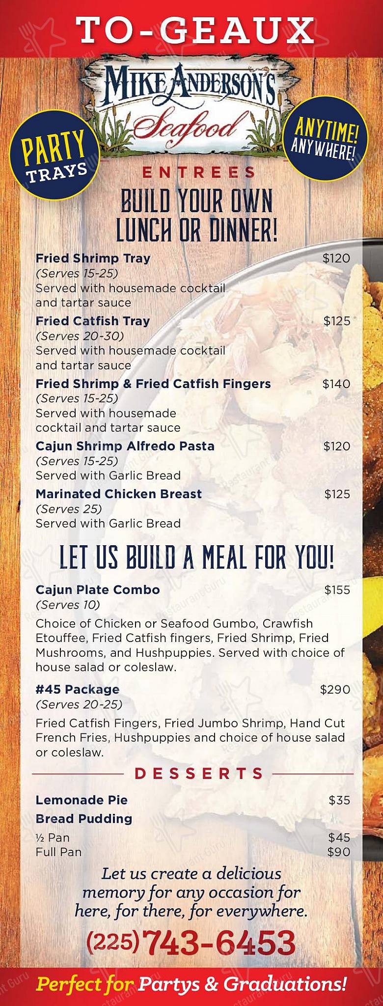 Menu at Mike Anderson's - Gonzales restaurant, Gonzales
