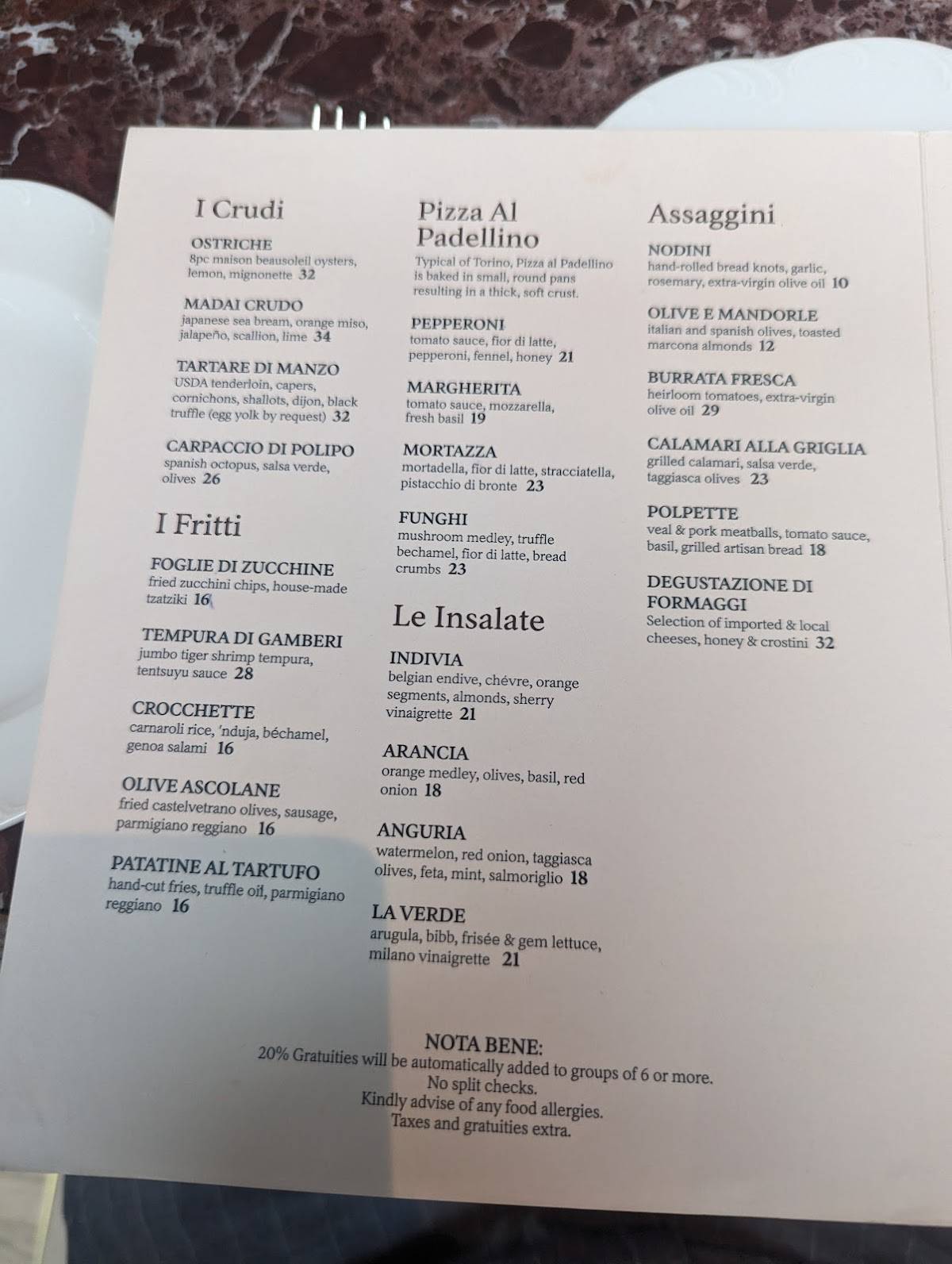 Menu at Milano Bar Ristorante, Vaughan
