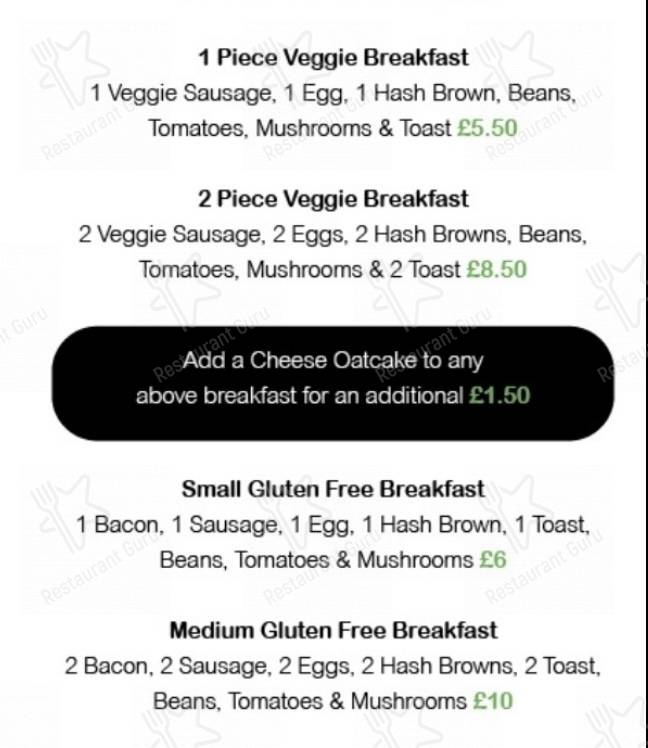 Menu at Mill St Kitchen cafe, Leek