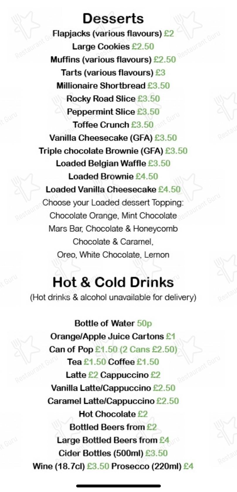 Menu at Mill St Kitchen cafe, Leek