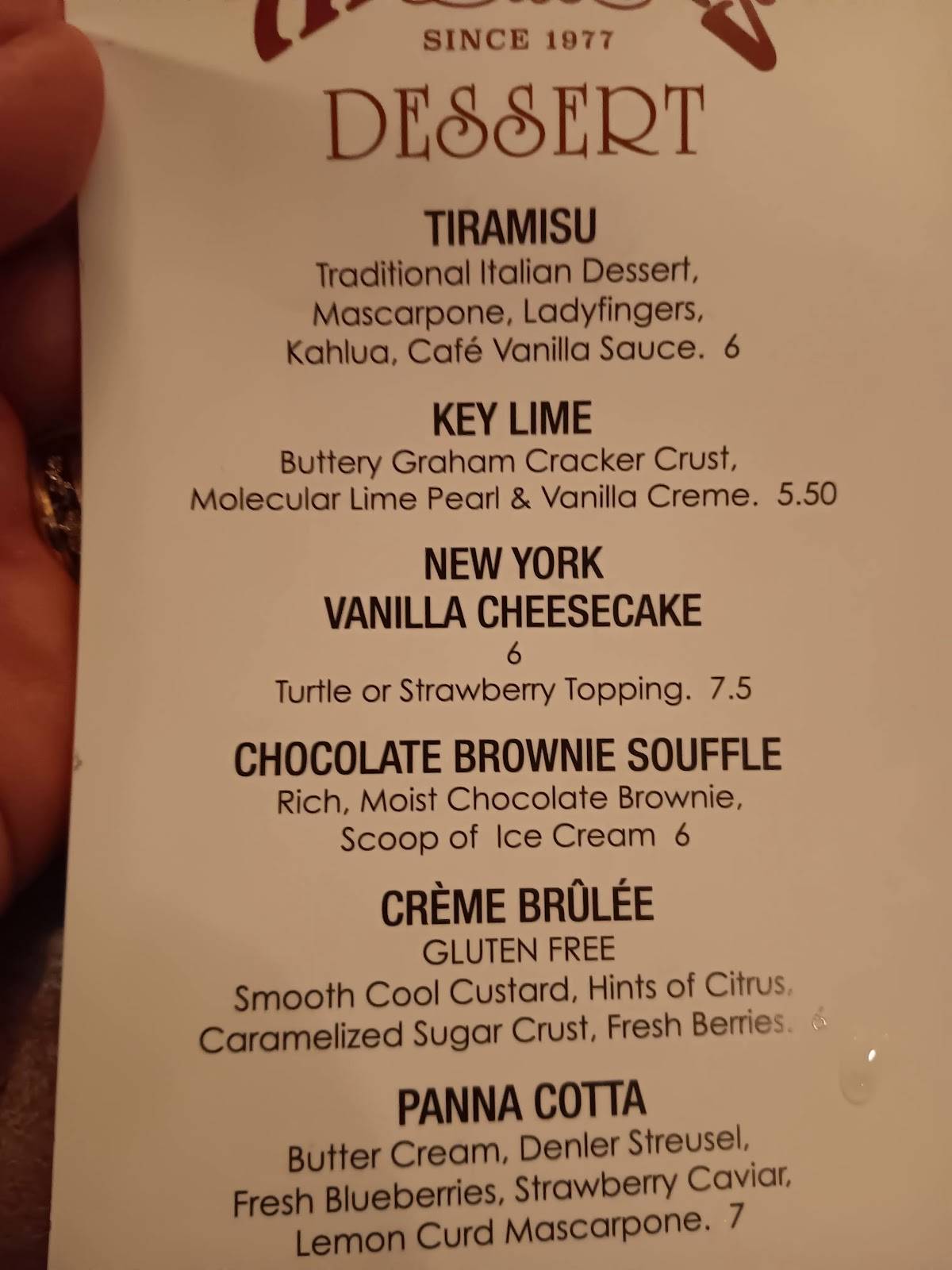 Menu at Minervas Restaurant, Sioux Falls