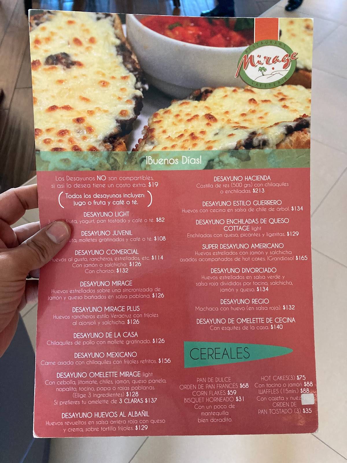 Carta del restaurante Mirage (Suc. Perisur), Pachuca del Soto, Plaza ...