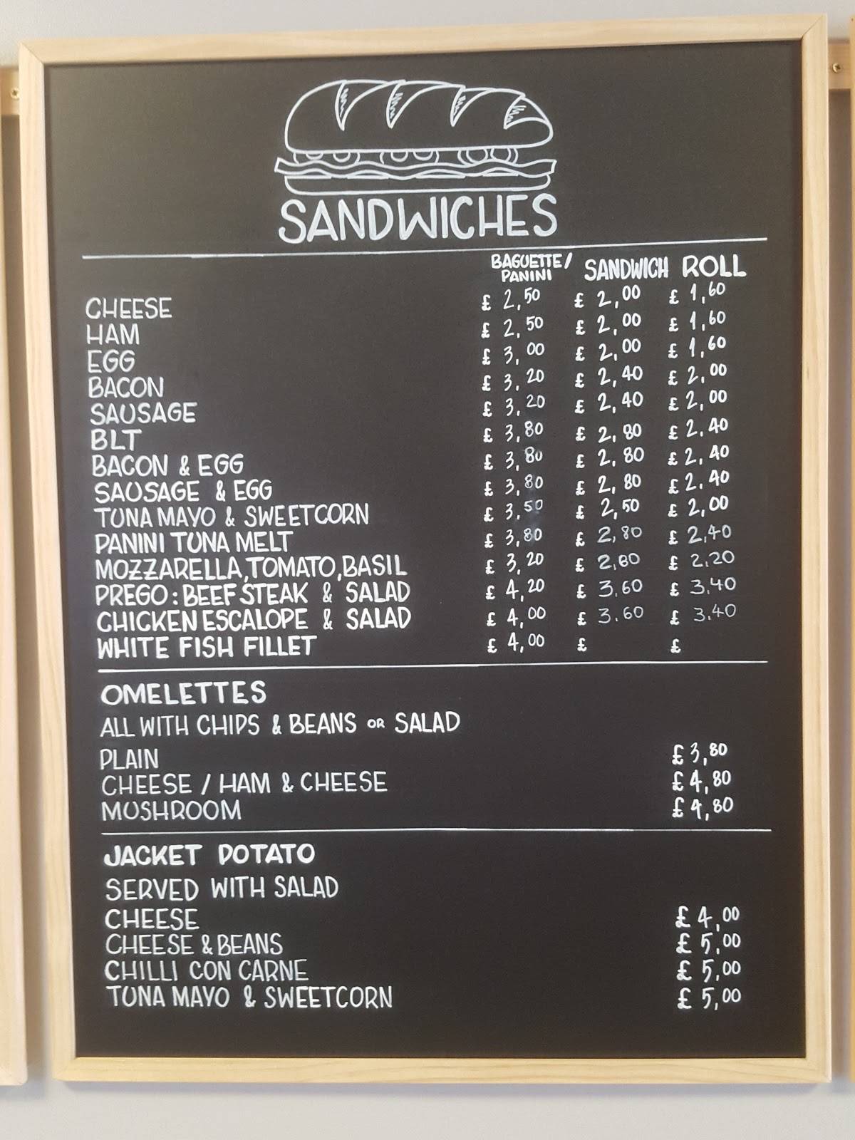 Menu at Miranda's Kitchen restaurant, London