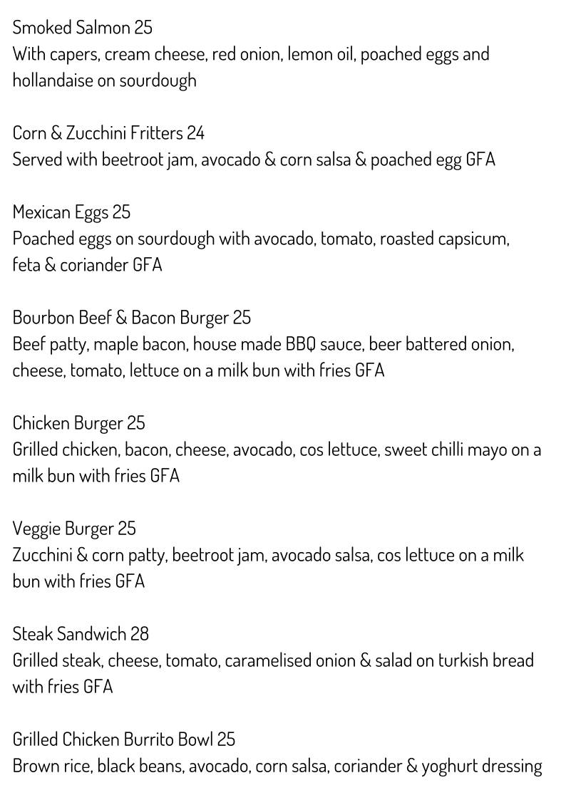 Menu at Mitch & Co Cafe, Tyabb
