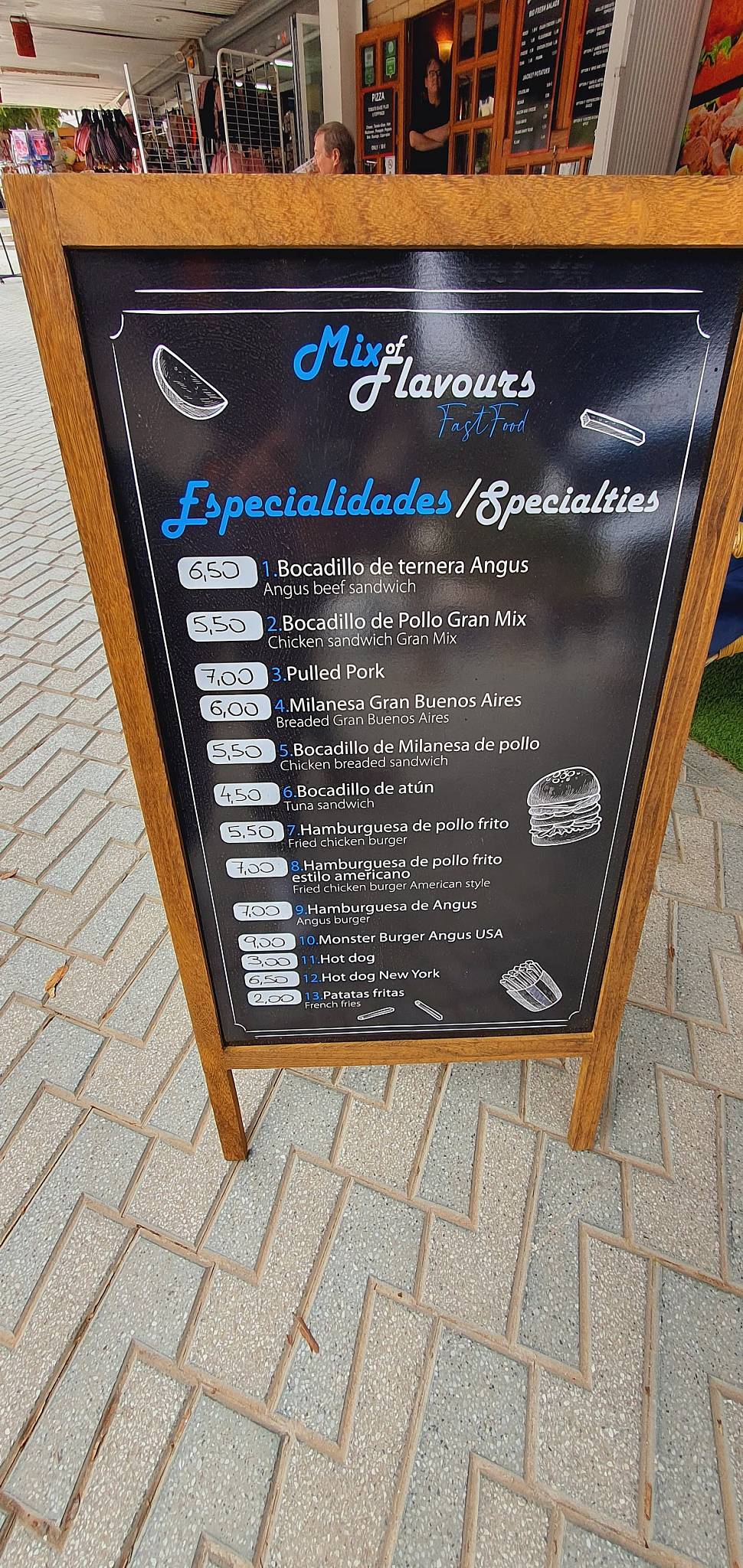 Menu at Mix of Flavours pub & bar, Peguera