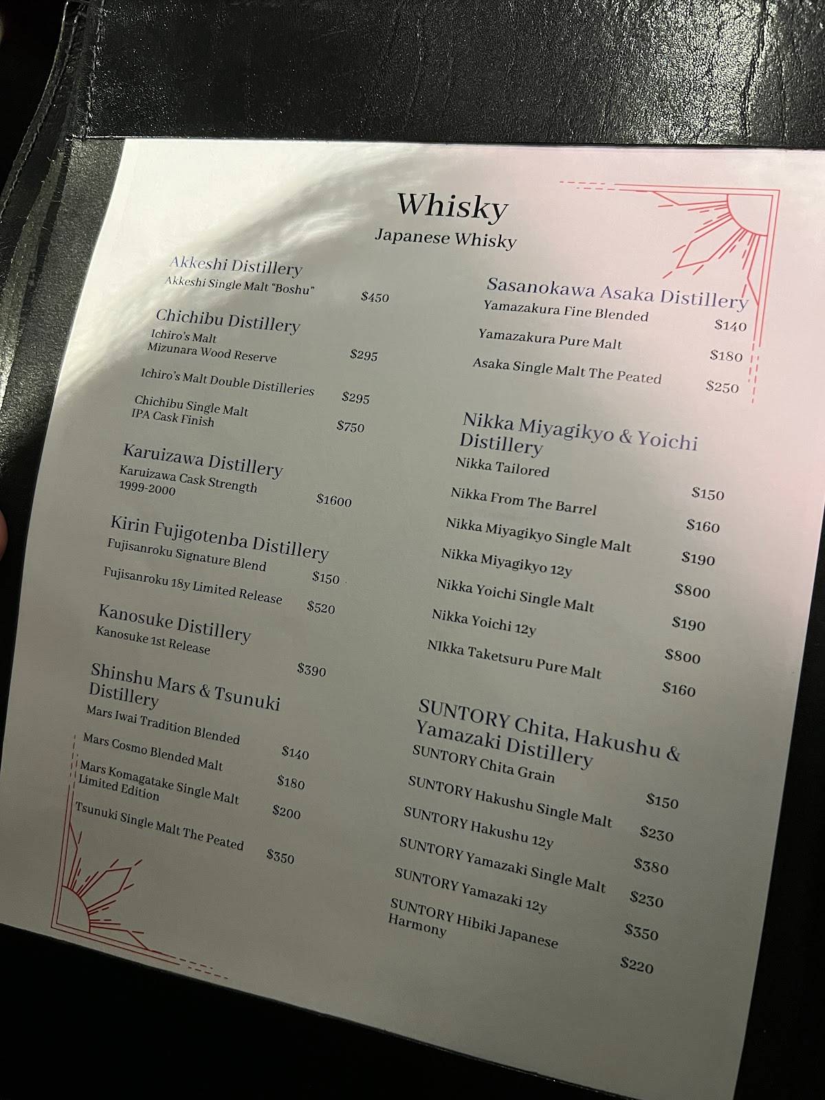 Menu at Mizunara: The Library pub & bar, Hong Kong, 4/F