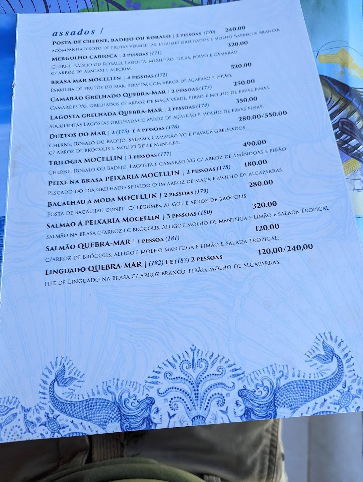 Menu em Mocellin Mar restaurante, Rio de Janeiro