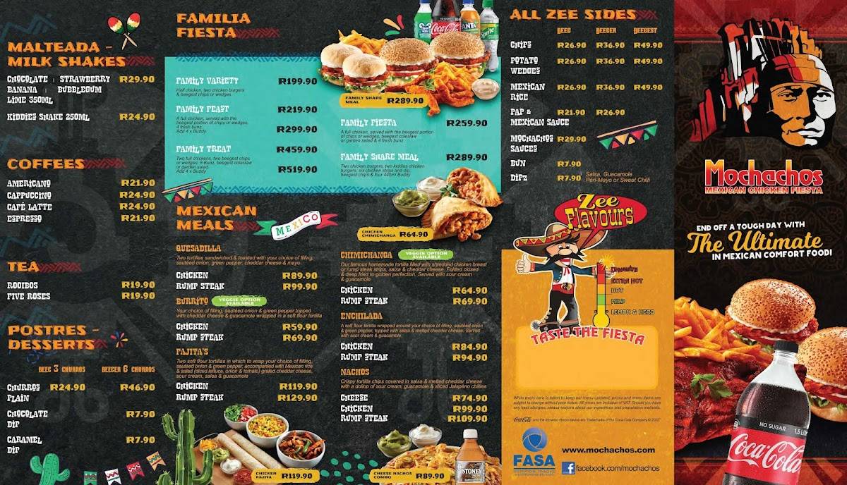 Menu at Mochachos Kenilworth Centre restaurant, Cape Town, Shop 124