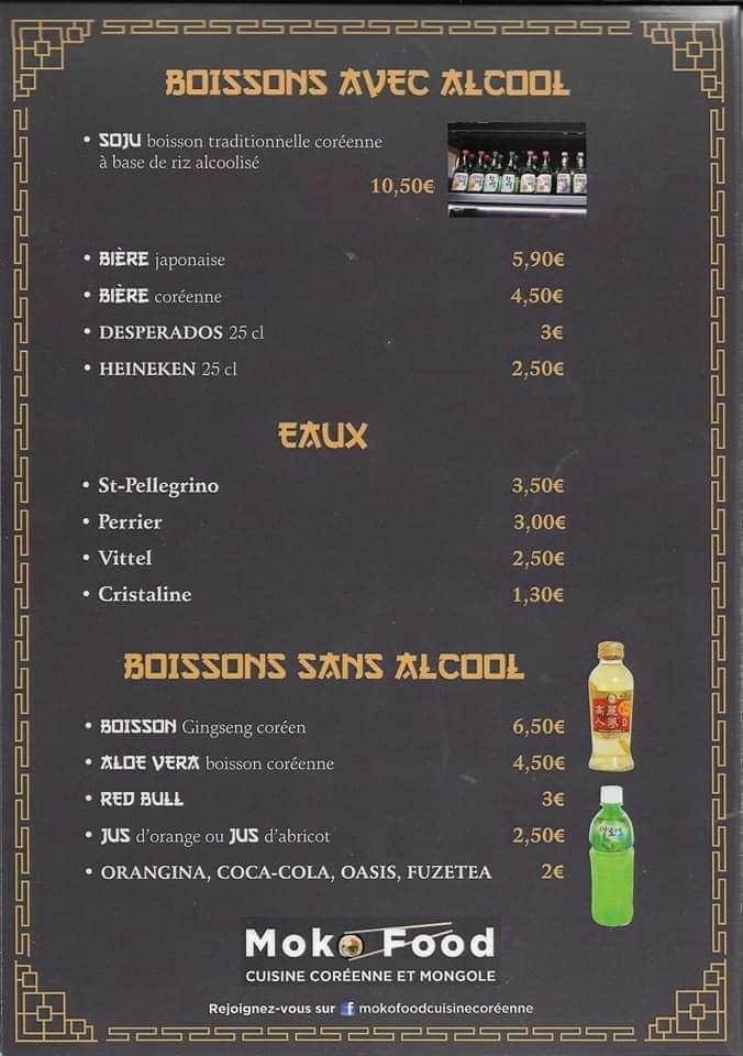 Menu au Moko Food restaurant, Saint-Brieuc