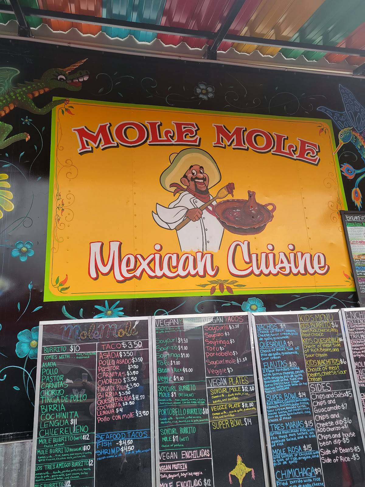 Menu at Mole Mole Mexican Cuisine restaurant, Portland, N Mississippi Ave