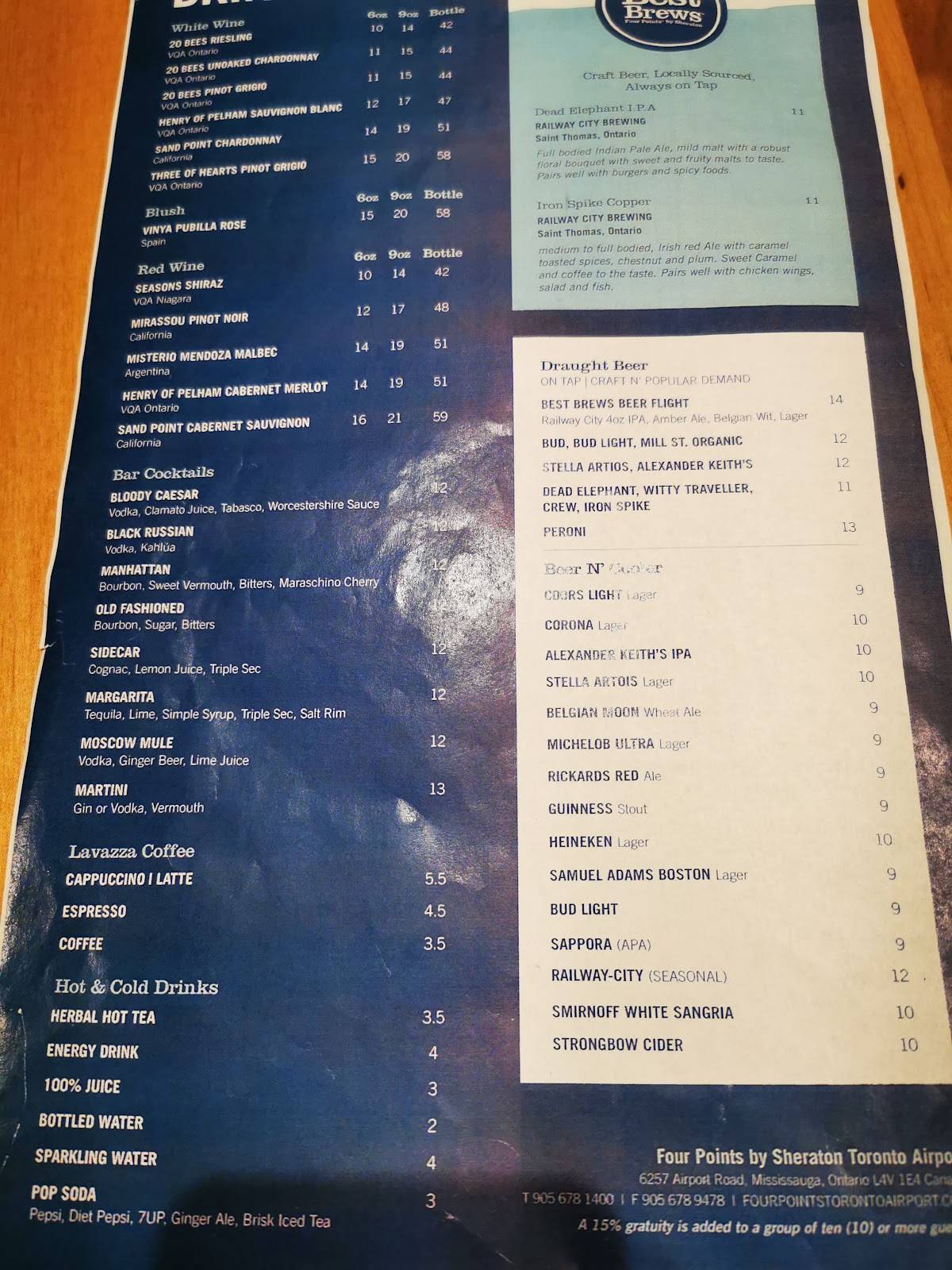 Menu at Moments Restaurant & Lounge, Mississauga