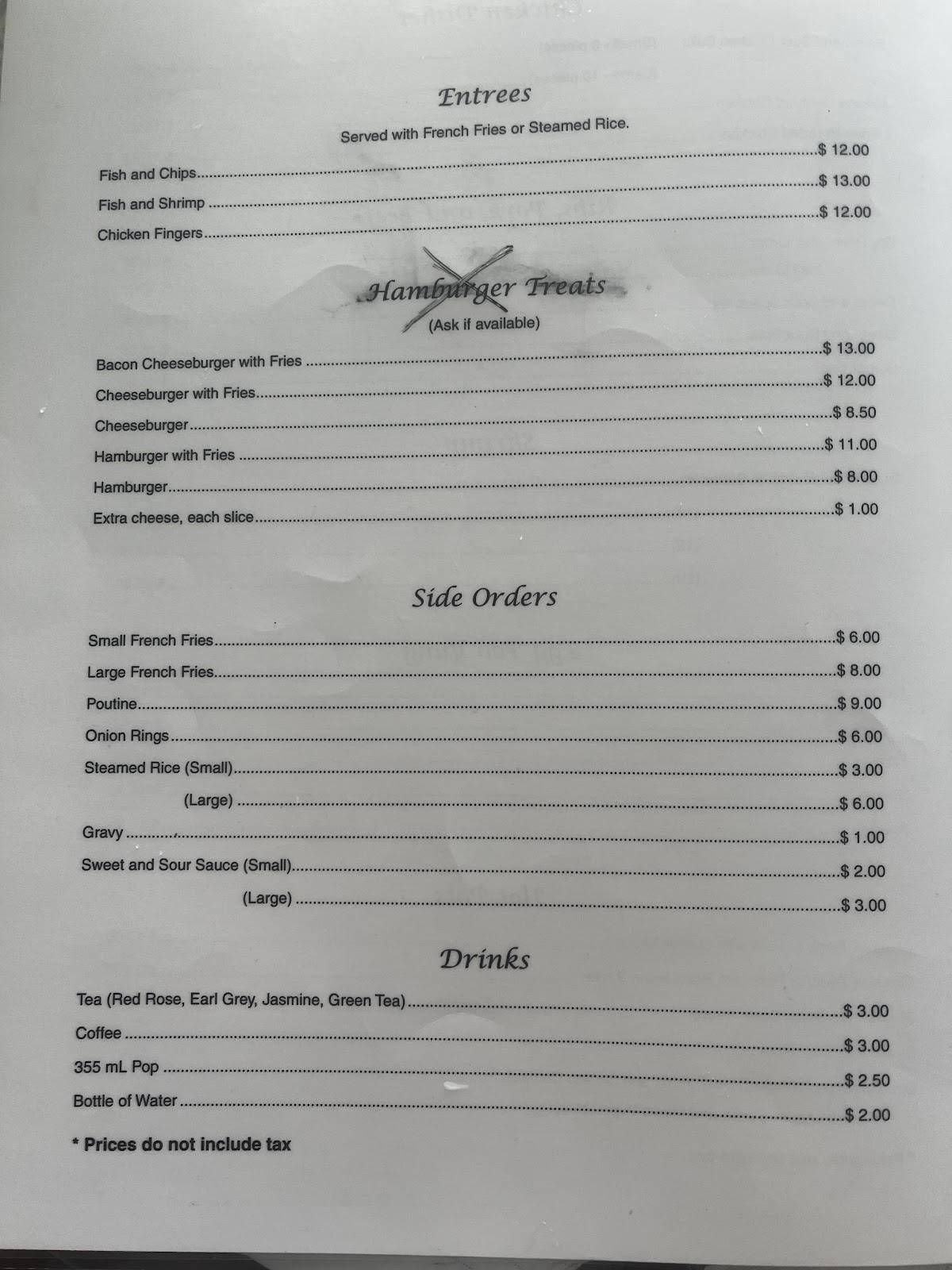 Menu at Momma's Kitchen restaurant, La Ronge