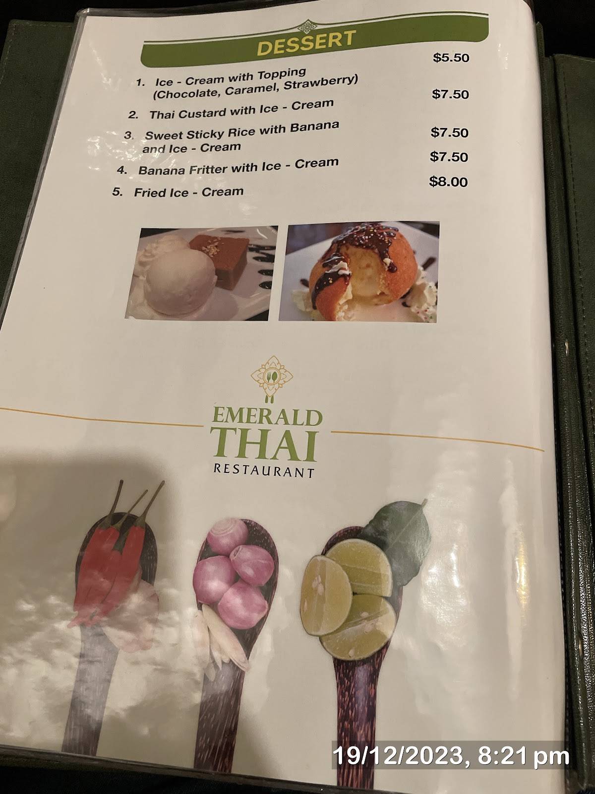Menu at Emerald Thai Restaurant, Emerald
